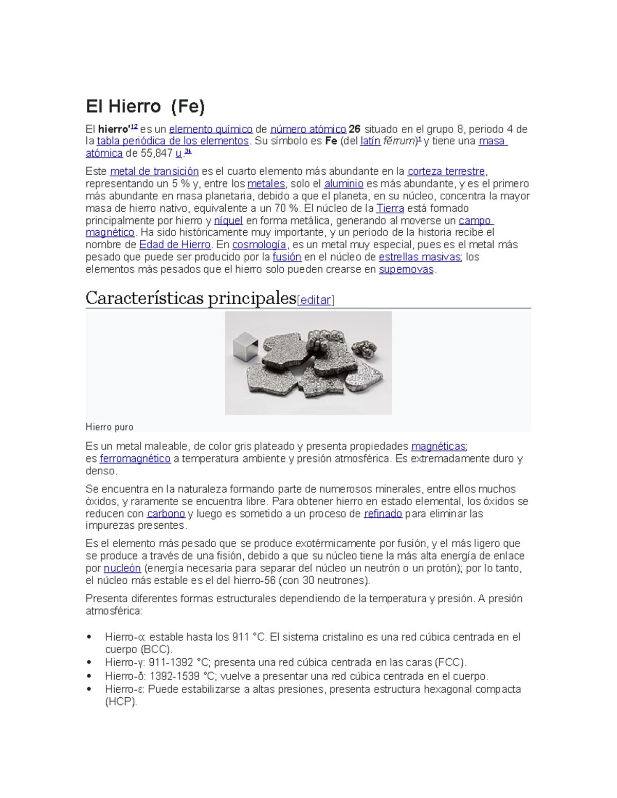 El hierro - Química - El Hierro (Fe) El hierro' 12 es un elemento ...