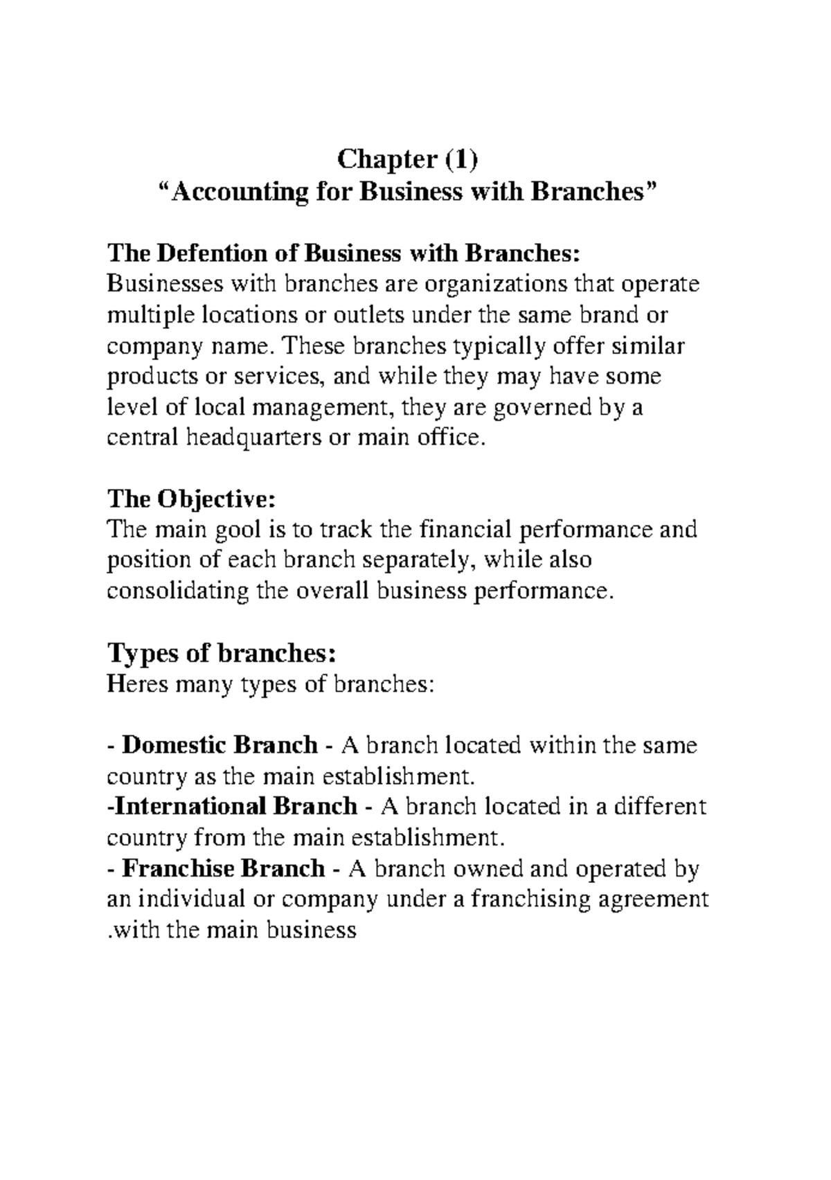 Chapter 1: Understanding Businesses with Branches (BUS 101) - Studocu