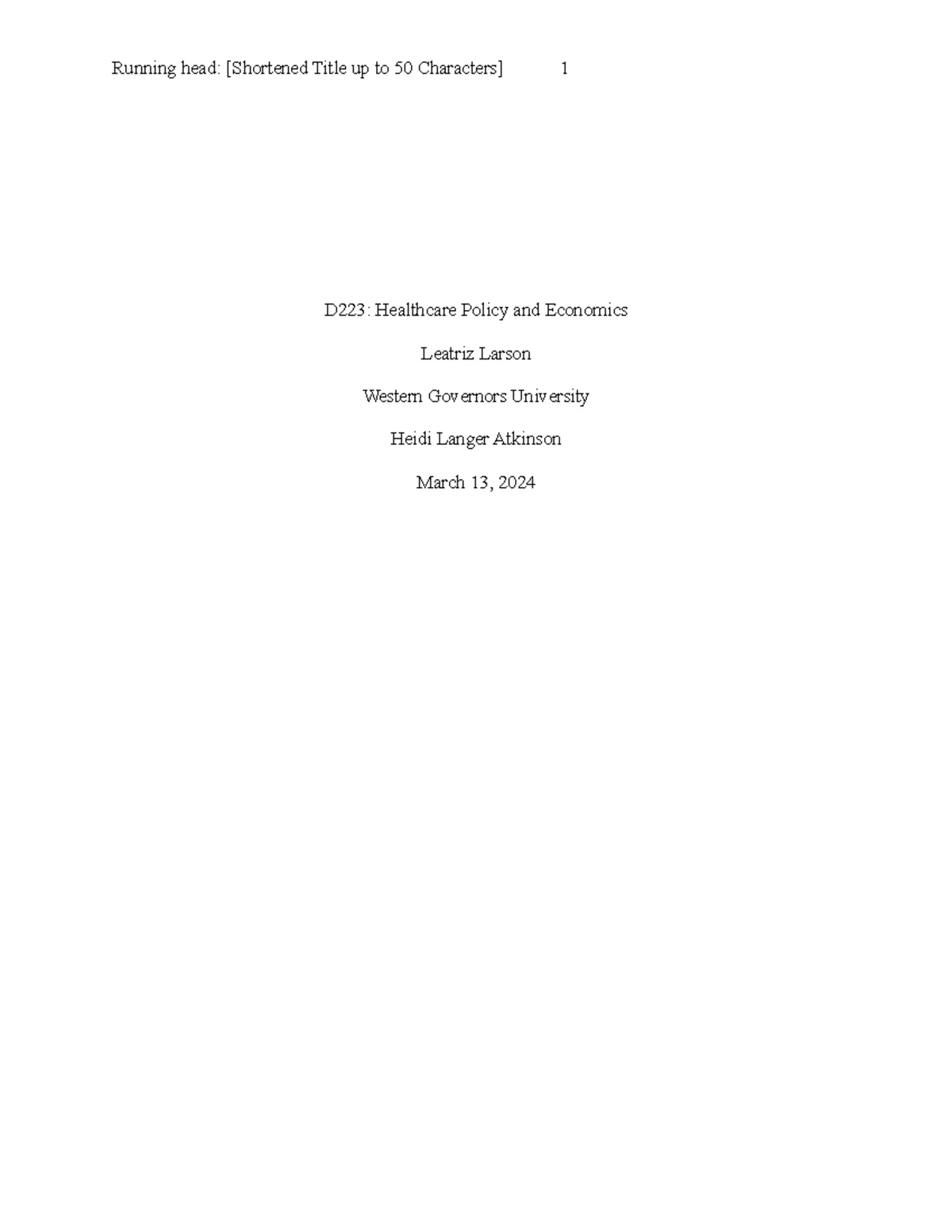 D223 Task 2 Final: Analyzing the Affordable Care Act and Its Impact ...