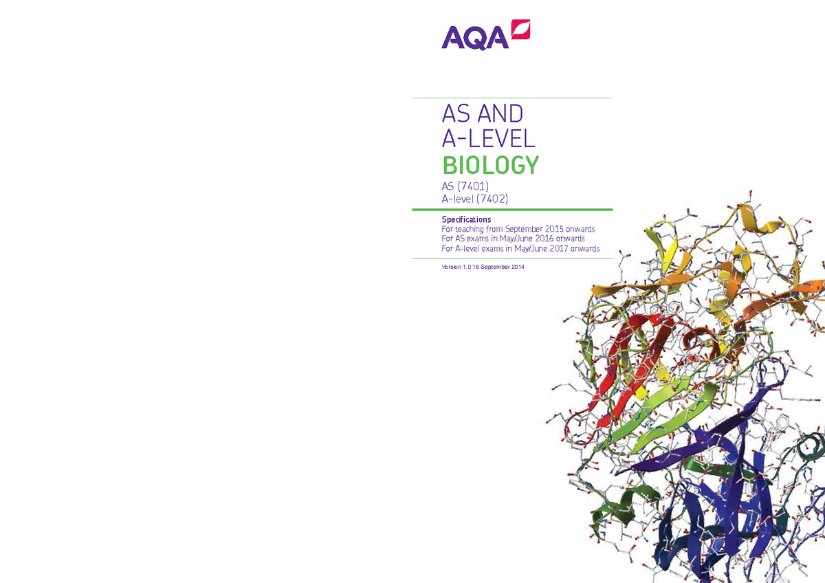 AQA AS Biology (7401/7402) Specification Overview and Resources - Studocu