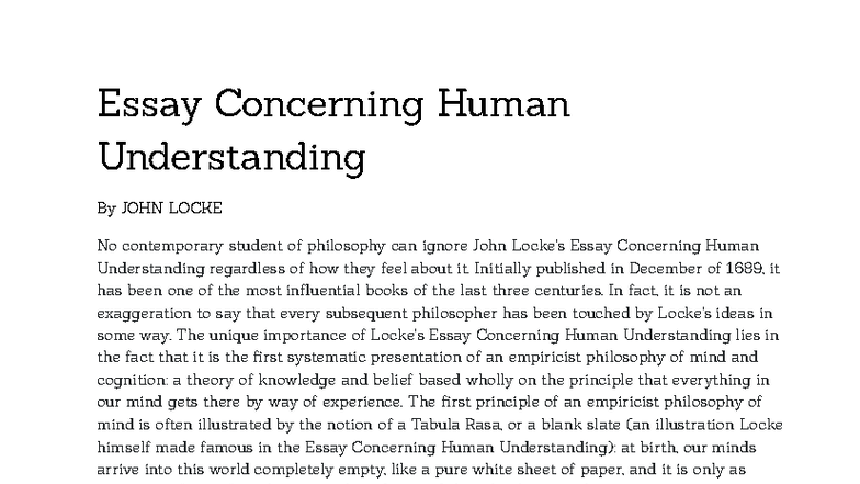 Locke's Essay Concerning Human Understanding - MA English Notes - Studocu