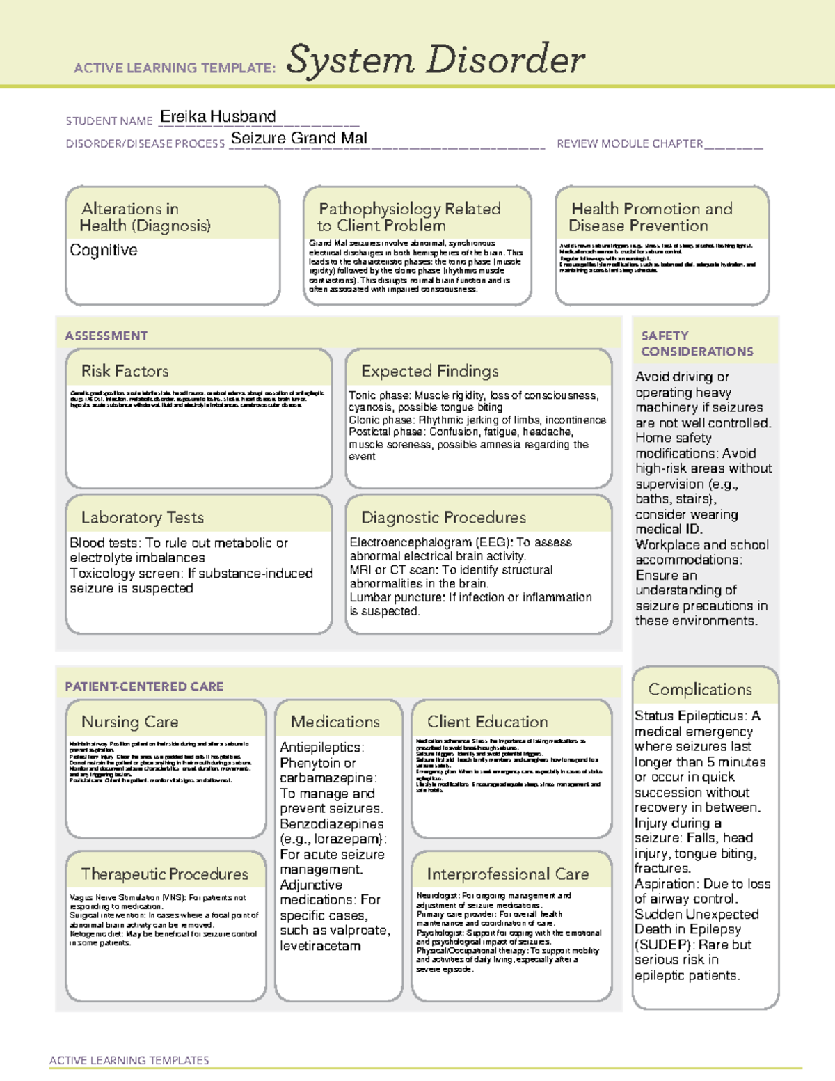 Active Learning Template: System Disorder Overview - Studocu