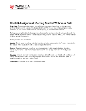 Week 5 3700 - assignment using jasp - Week 5: Thinking About Your Data Overview: In this ...