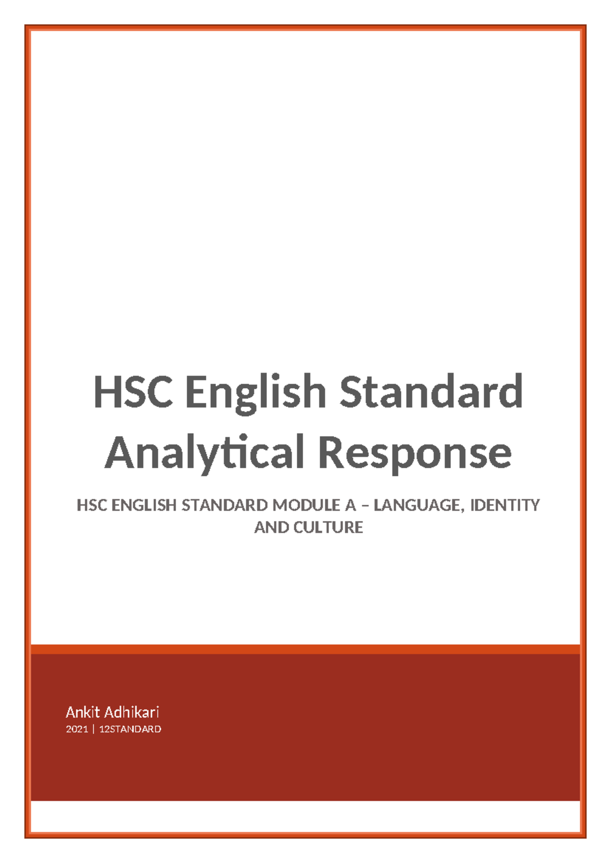 HSC English Standard Module A: Language, Identity & Culture Essay Notes ...