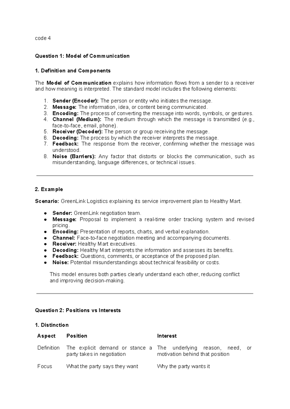 Final Exam Practice: Communication Models & Negotiation Strategies ...