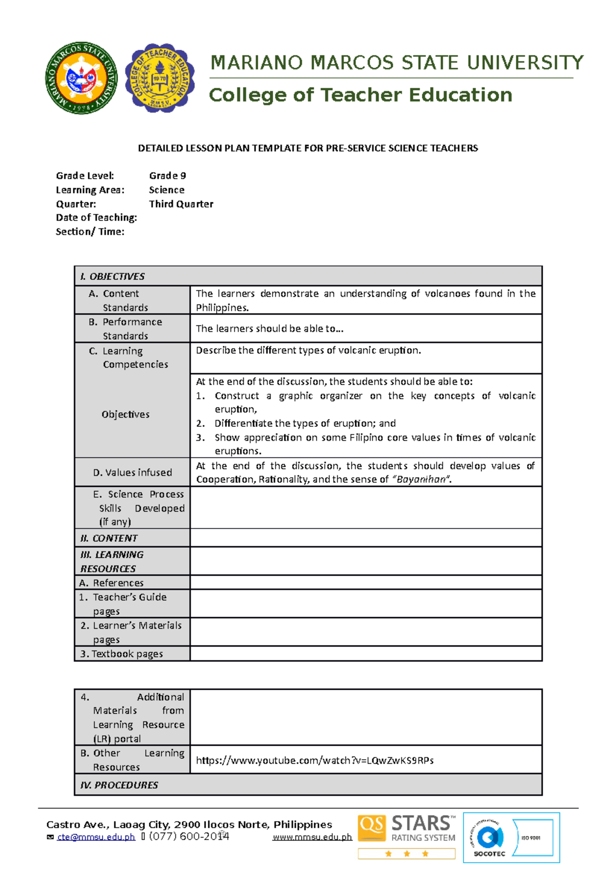 DLP Grade 9 Lesson Plan: Understanding Philippine Volcanoes - Studocu