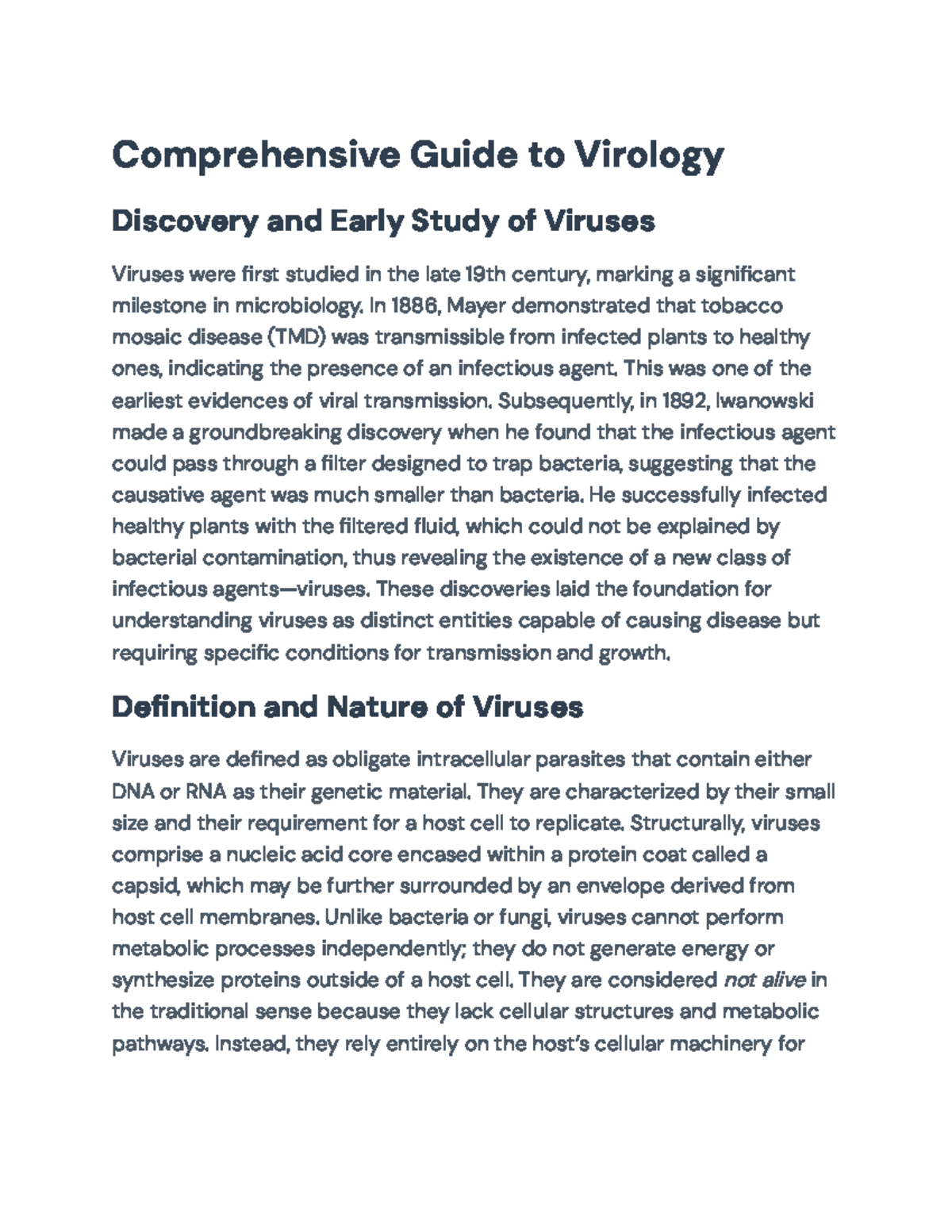 Comprehensive Guide to Virology: Structure, Function, and ...