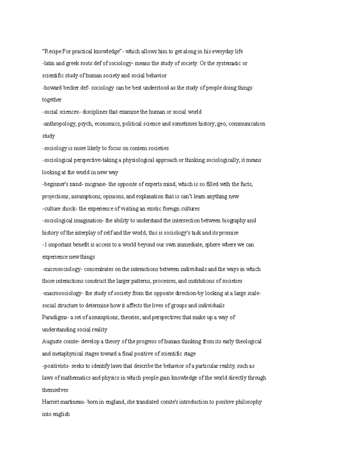 Chapter 1 Notes - Introduction to Sociology: Key Concepts and Theories ...