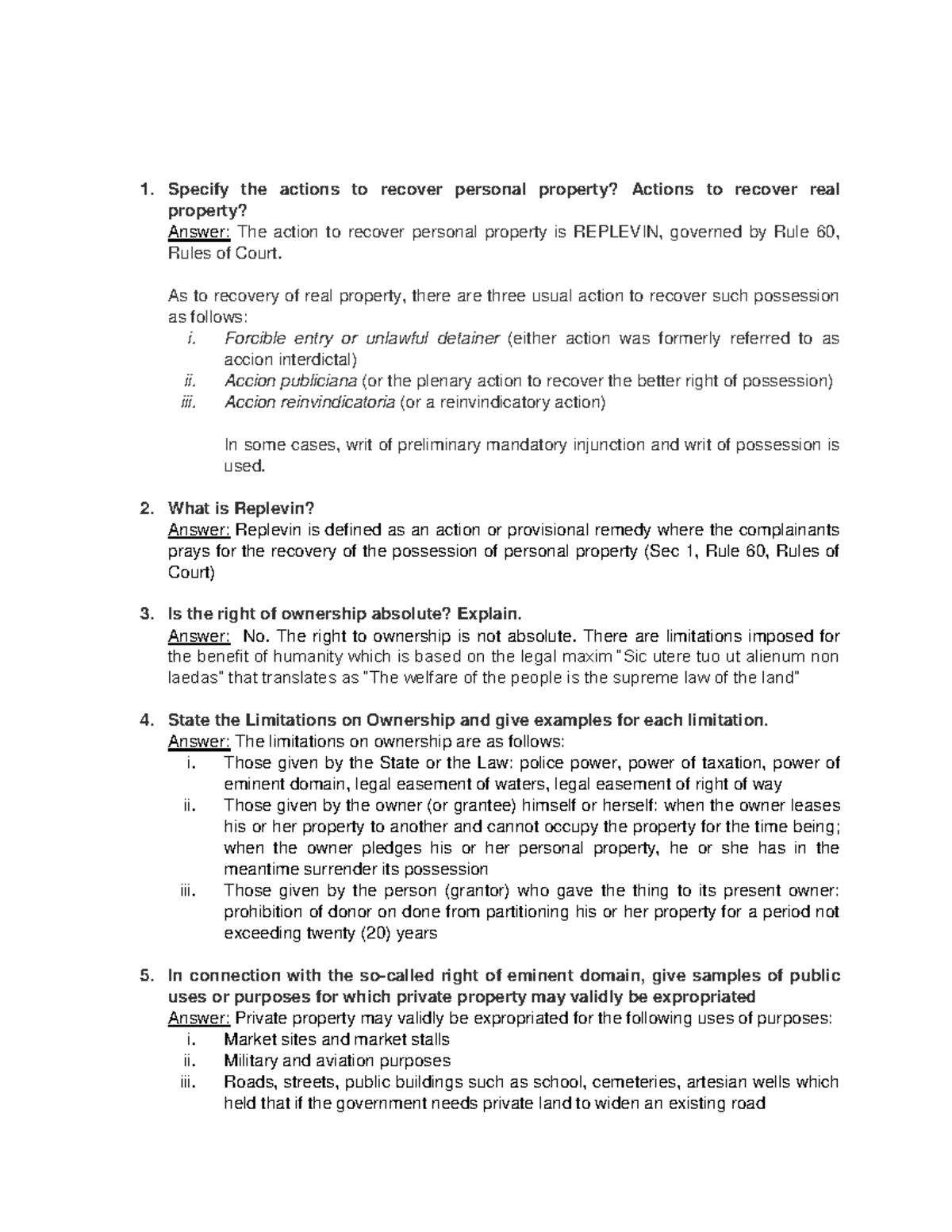 Property Law Assignment: Actions, Limitations, and Nuisances Explained ...