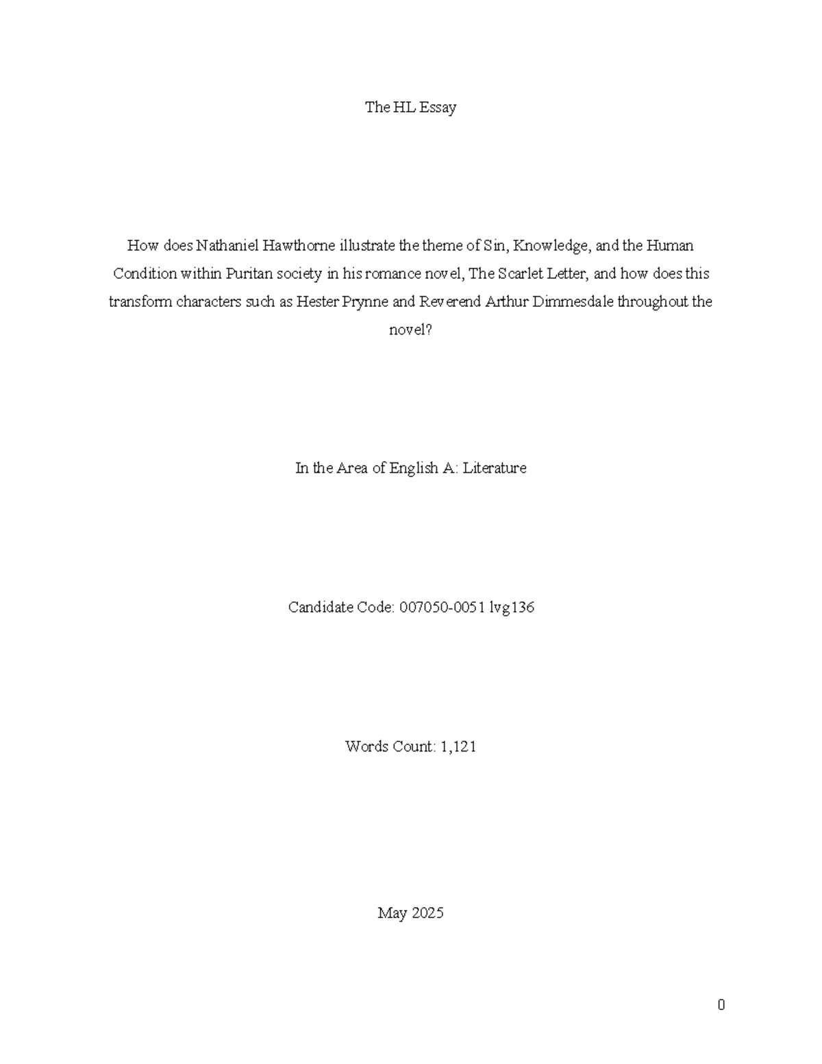 English A Literature HL - Higher Level Essay - The HL Essay How does ...
