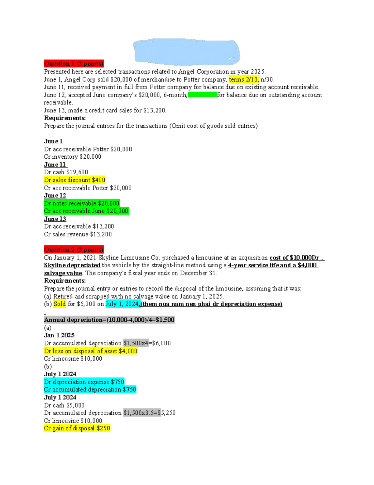 ACCOUNTING 101 MOCK TEST FOR FINAL EXAM - Studocu
