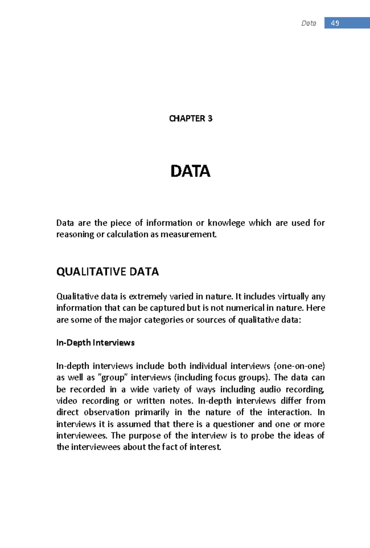 Applied Econometrics: Chapter 3 - Data Types and Qualitative Methods - Studocu