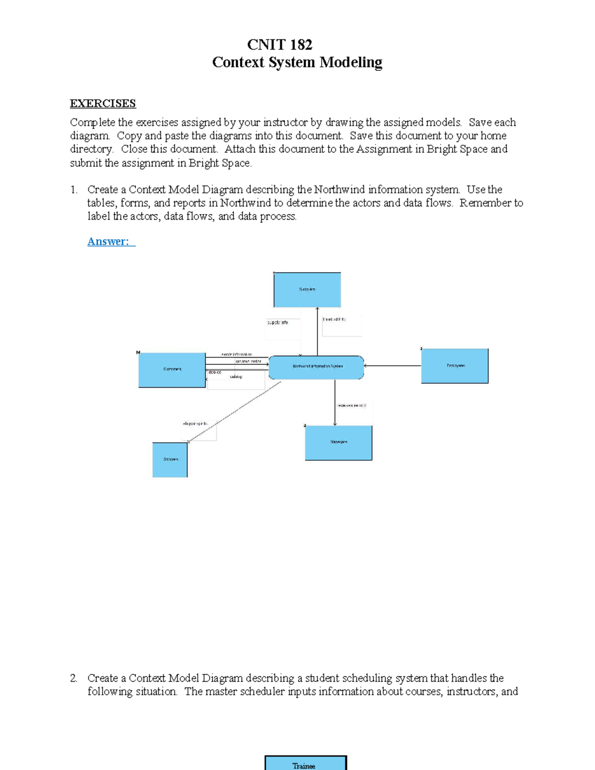 CNIT 182 Context System Modeling Exercises & Diagrams - Studocu