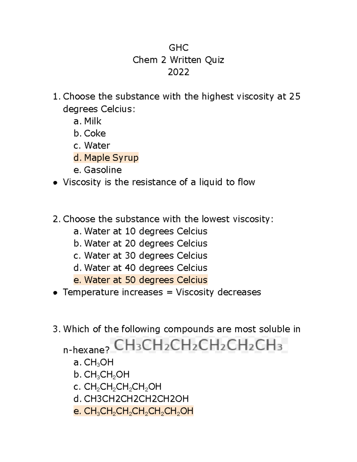 GHC Chem 2 Written Quiz - questions with explanations - GHC Chem 2 ...