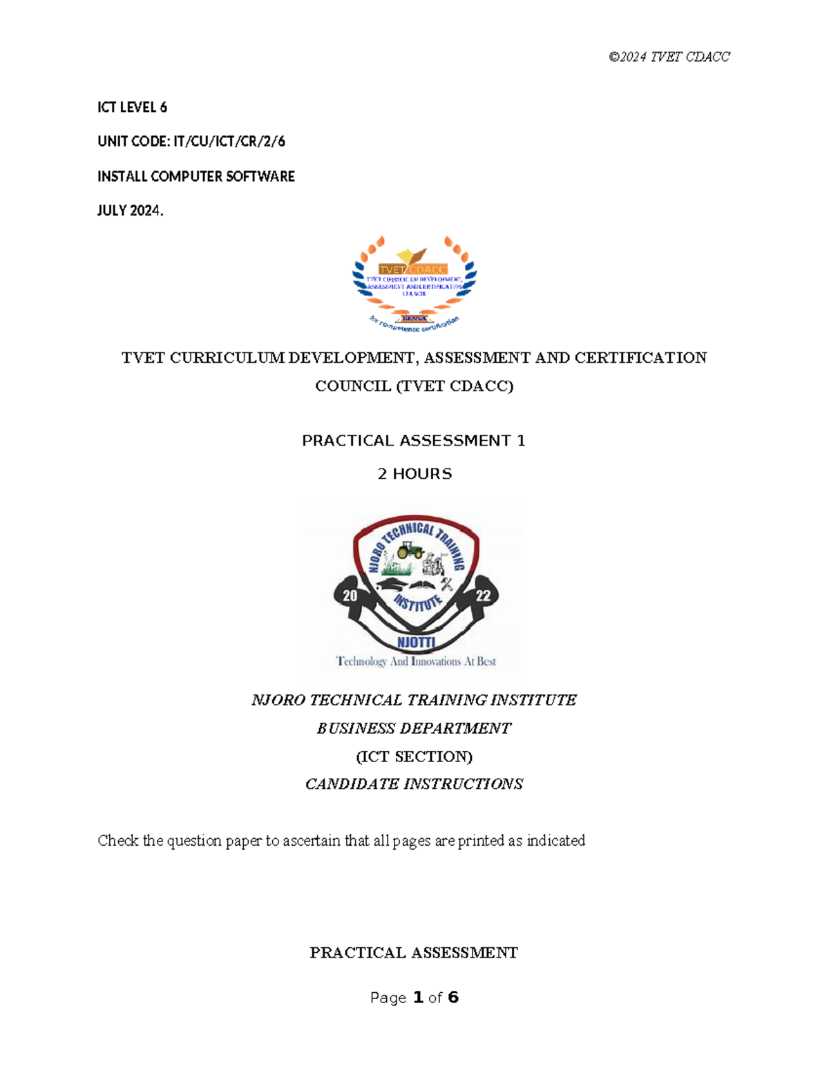 ICS Practical Assessment 1: Installing Computer Software (IT/CU/ICT/CR ...