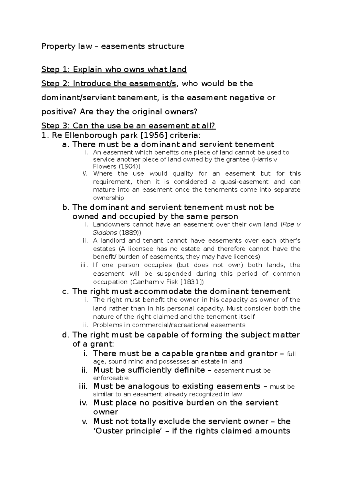 Property Law: Easements Problem Question Structure Guide - Studocu
