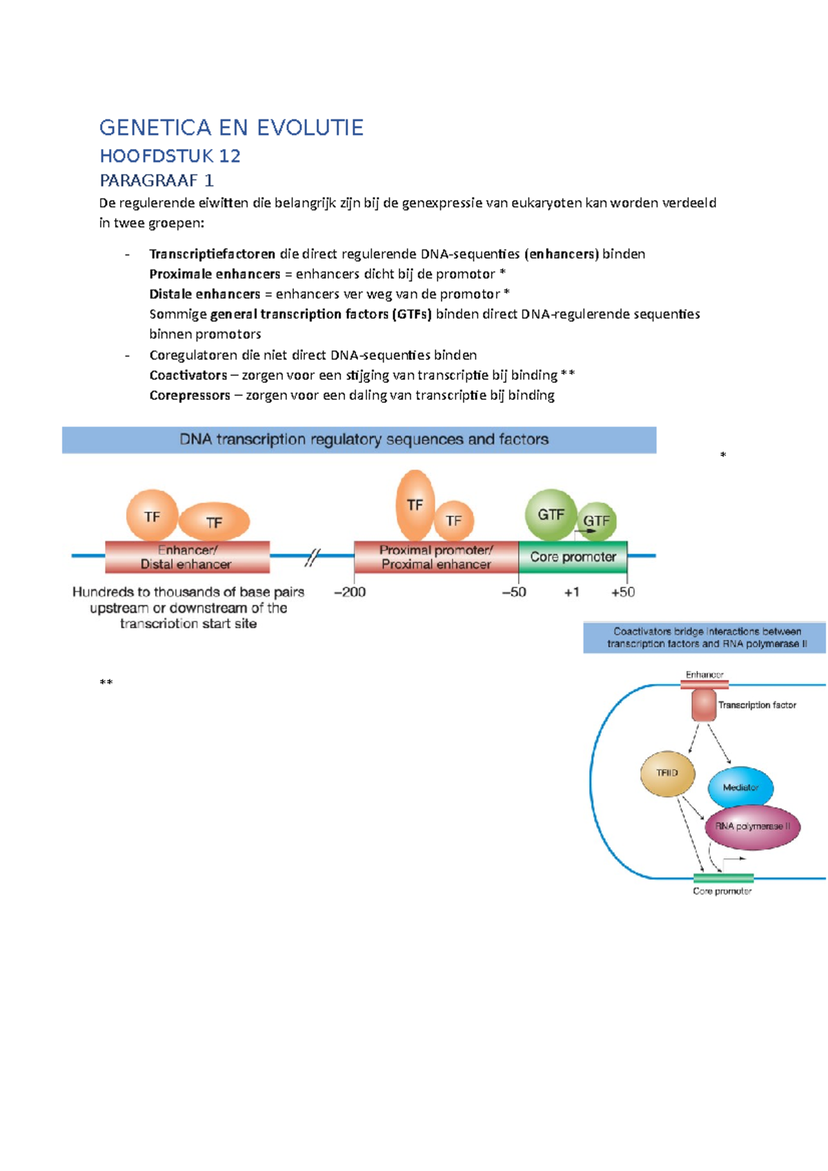 Genetica EN Evolutie: Hoofdstuk 12 - Genexpressie en ...