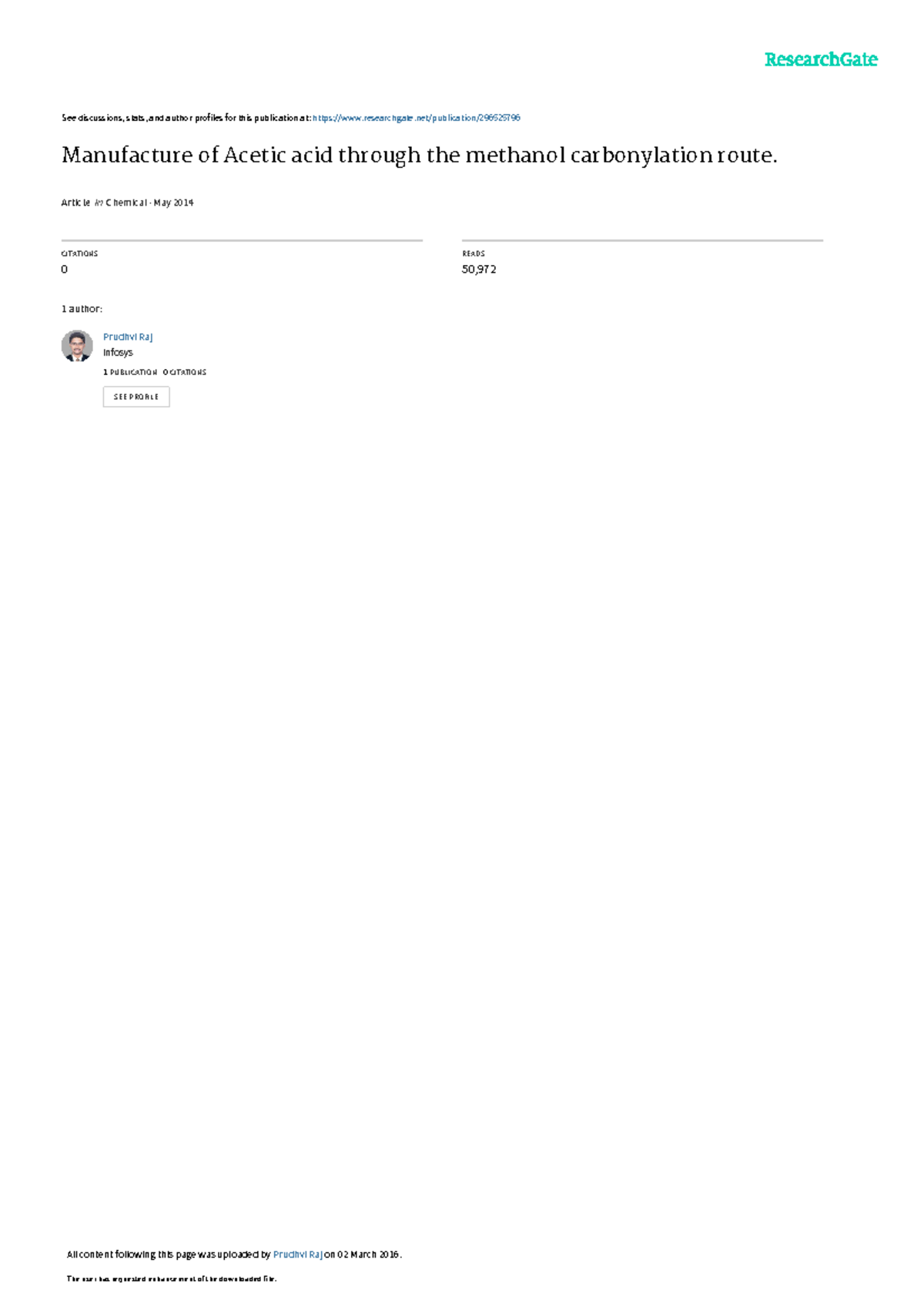 Plant Design Project Report for Manufacturing Acetic Acid (BTP 10021A ...