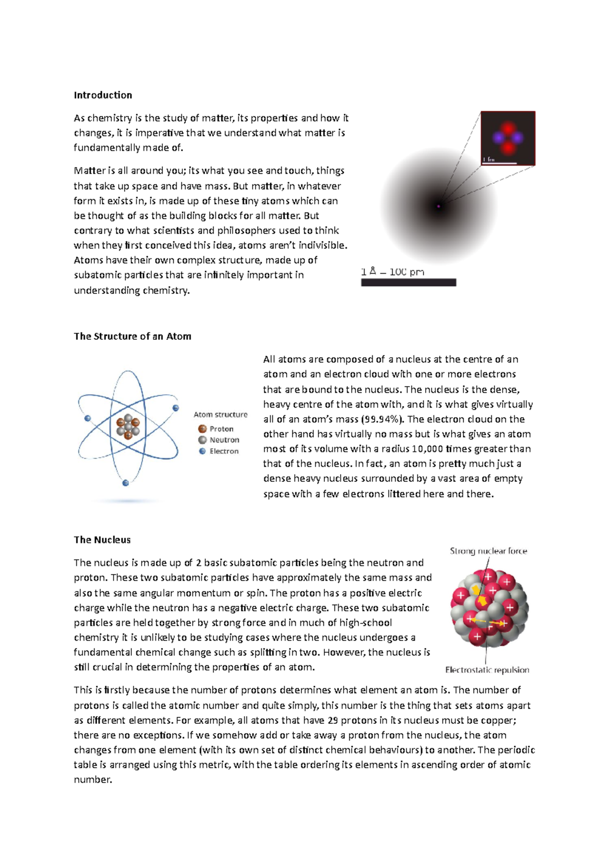 Atoms: Fundamental Building Blocks of Matter - Chemistry Insights - Studocu