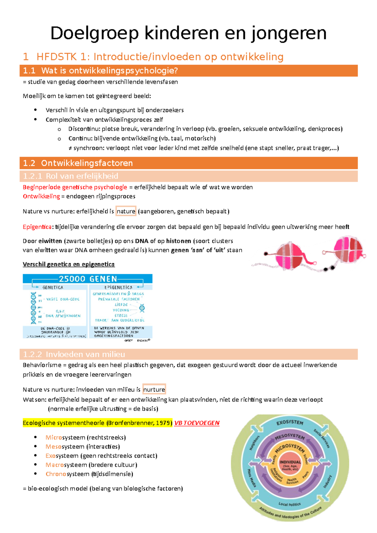 Samenvatting Ontwikkelingspsychologie voor Kinderen en Jongeren - Studocu