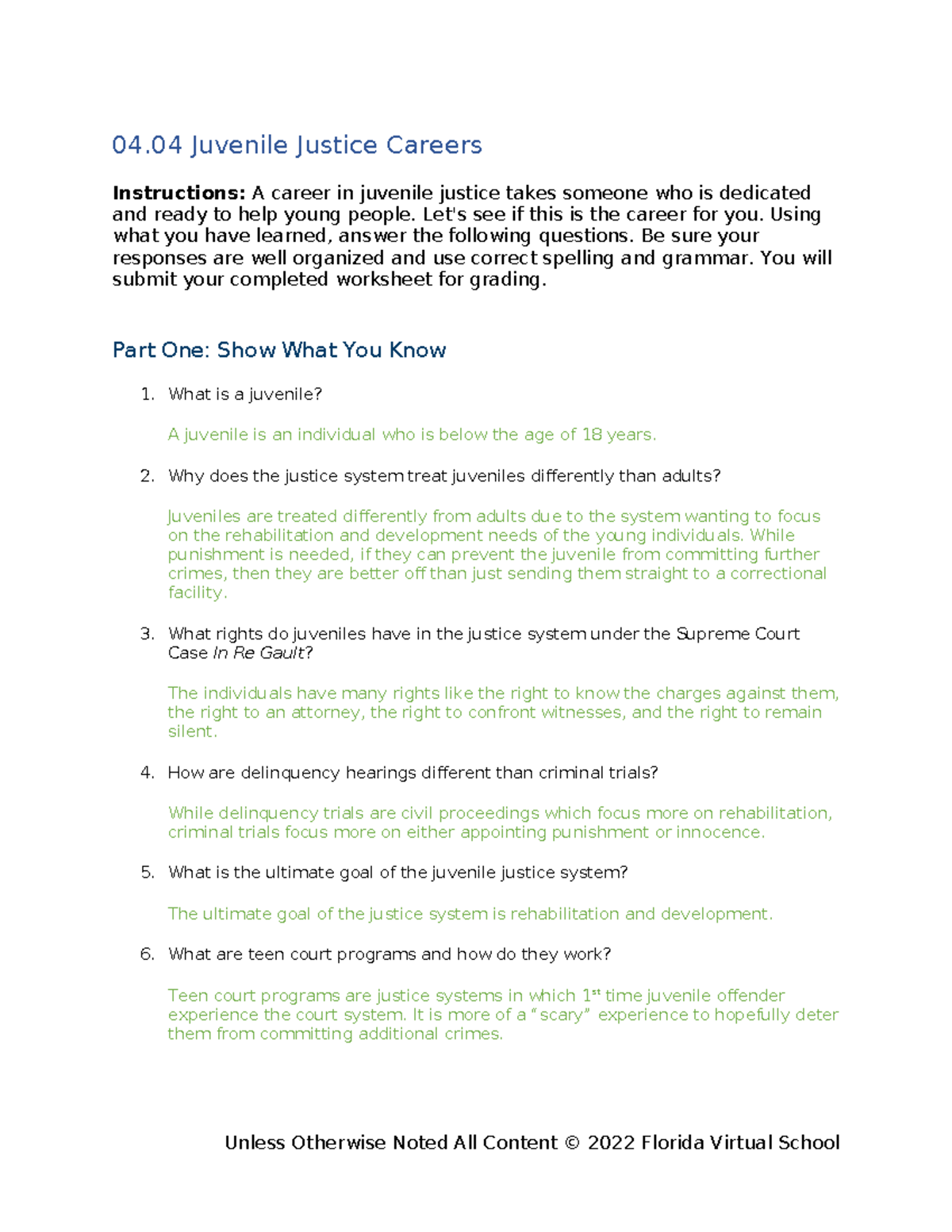 Assignment 04.04: Exploring Careers in Juvenile Justice - Studocu