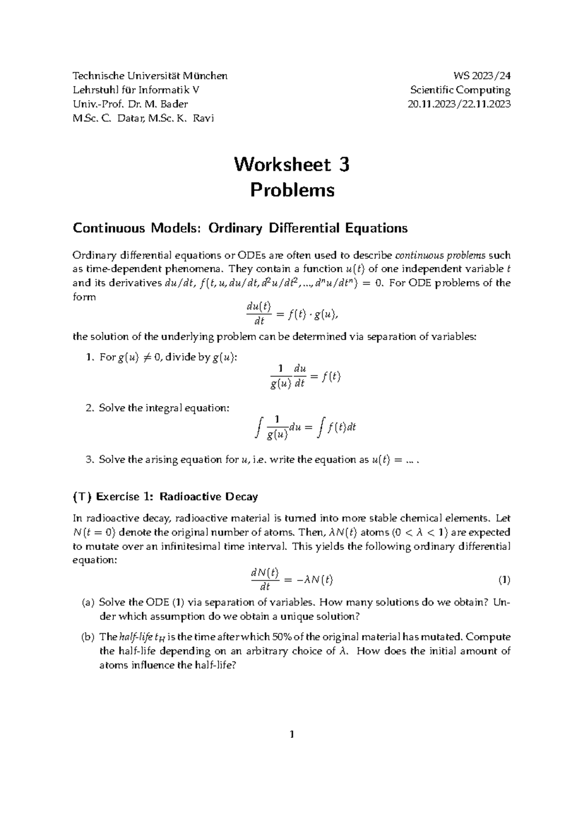 Blatt 3 - Tutorial 3: ODEs & Population Models in Scientific Computing ...