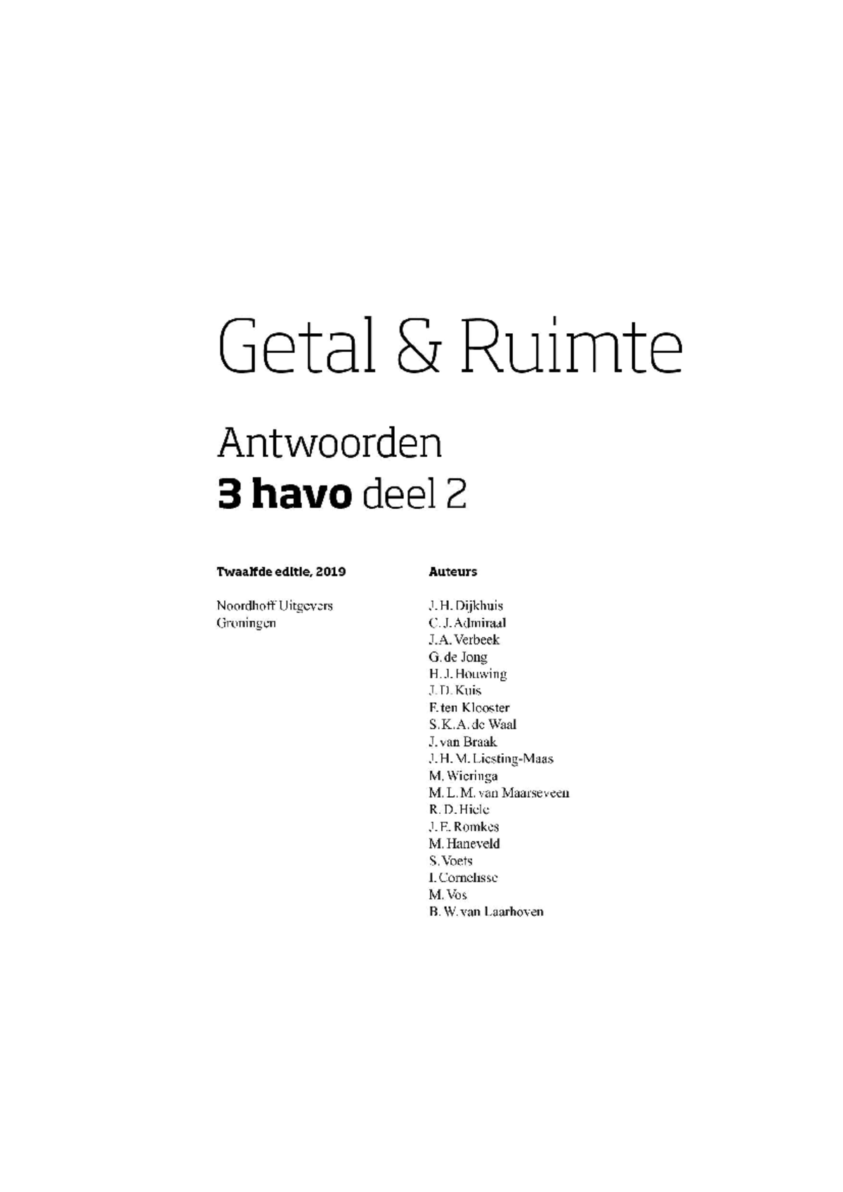 Antwoordenboek Getal & Ruimte 3 Havo Deel 2, 12e Editie - Studeersnel