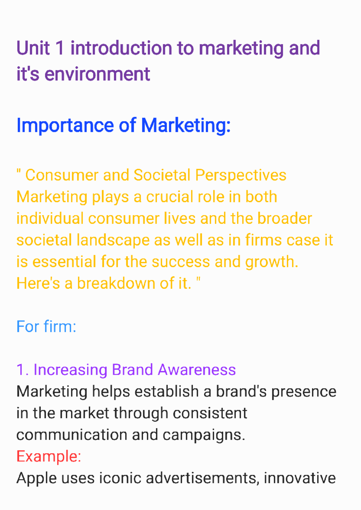 Notes of principles of marketing - Unit 1 introduction to marketing and ...
