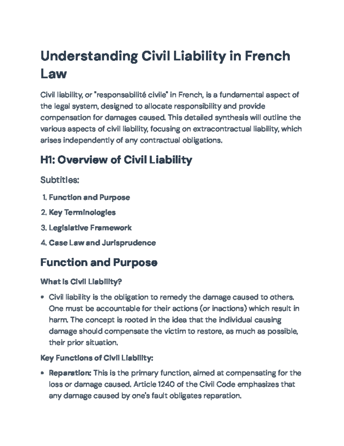 Understanding Civil Liability in French Law: Key Concepts & Framework ...