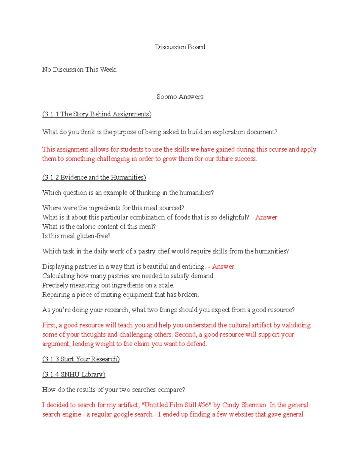 HUM 200 - Module 1 - Discussion and Soomo Answers - Discussion Board In ...