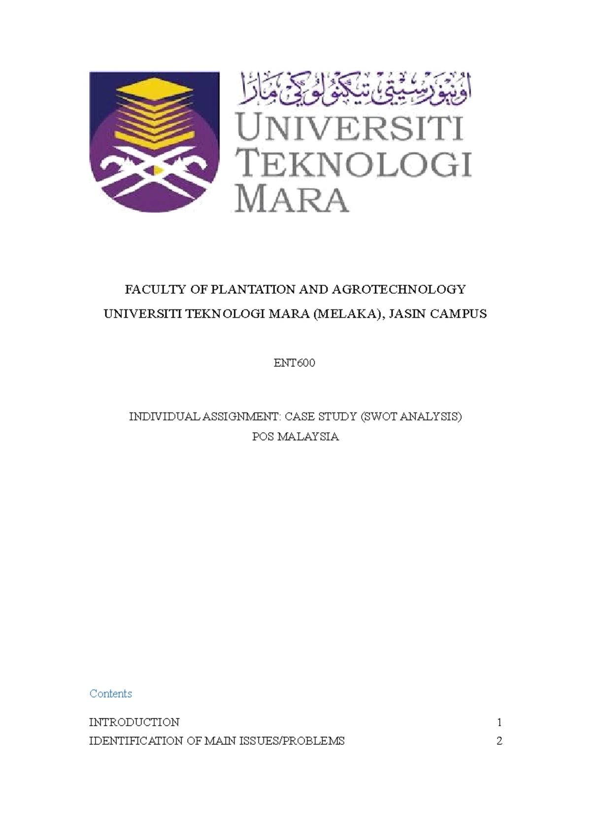 ENT600 Technology Entrepreneurship: Case Study Report on Rasapop Sdn ...