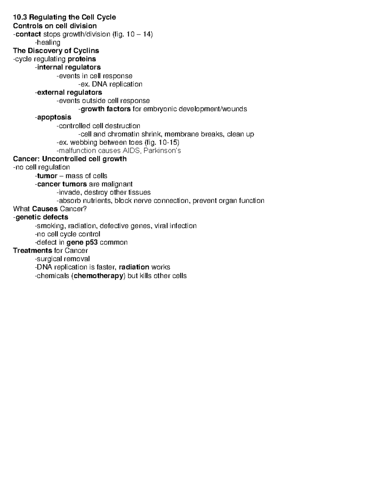 Notes 10.3 - 10 Regulating the Cell Cycle Controls on cell division ...