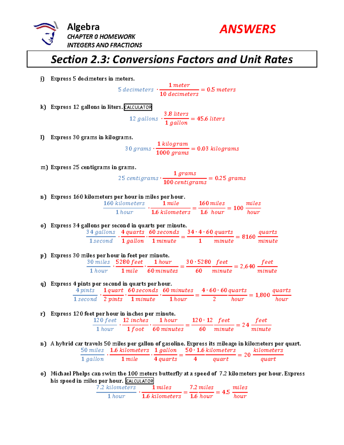2.3 Unit Conversion Homework Answers Key for 2020 - Studocu