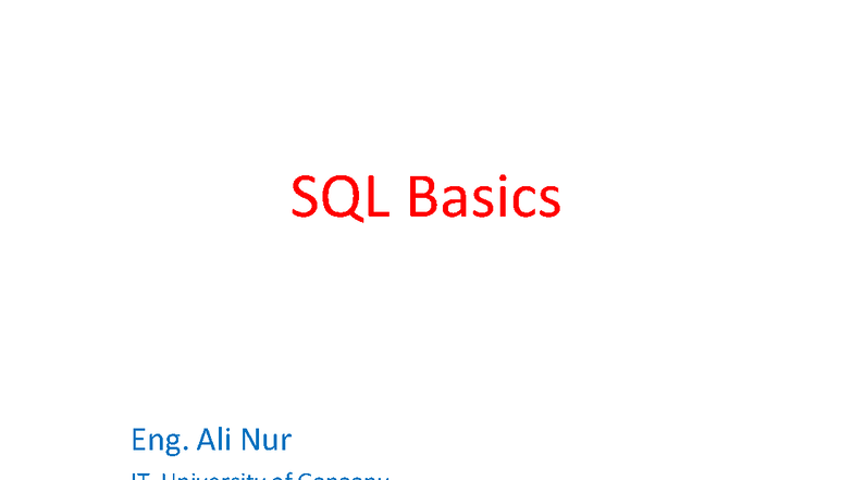 SQL Basics: Understanding Commands & Processes - IT 101 - Studocu