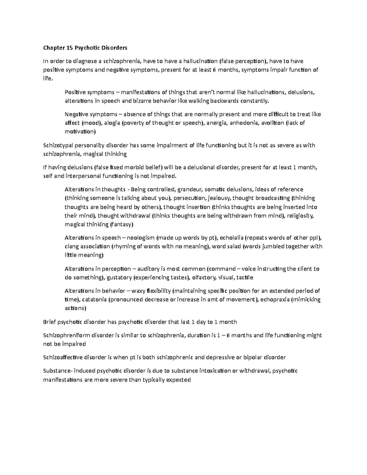 Chapter 15: Overview of Psychotic Disorders and Treatment Strategies ...