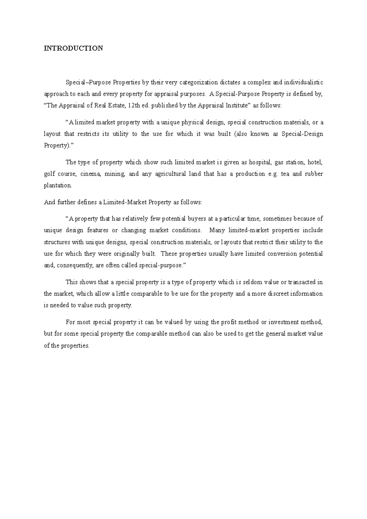 Valuation Procedures for Special-Purpose Properties: Hotel Case Study ...