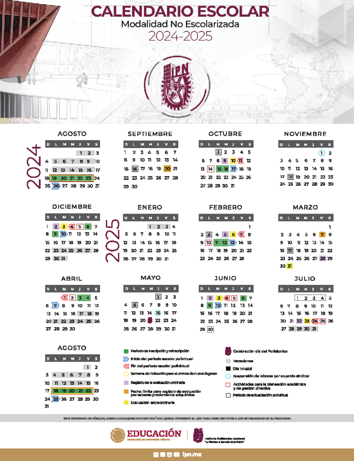 Calendario IPN - Modalidad No Escolarizada 2025 - Studocu