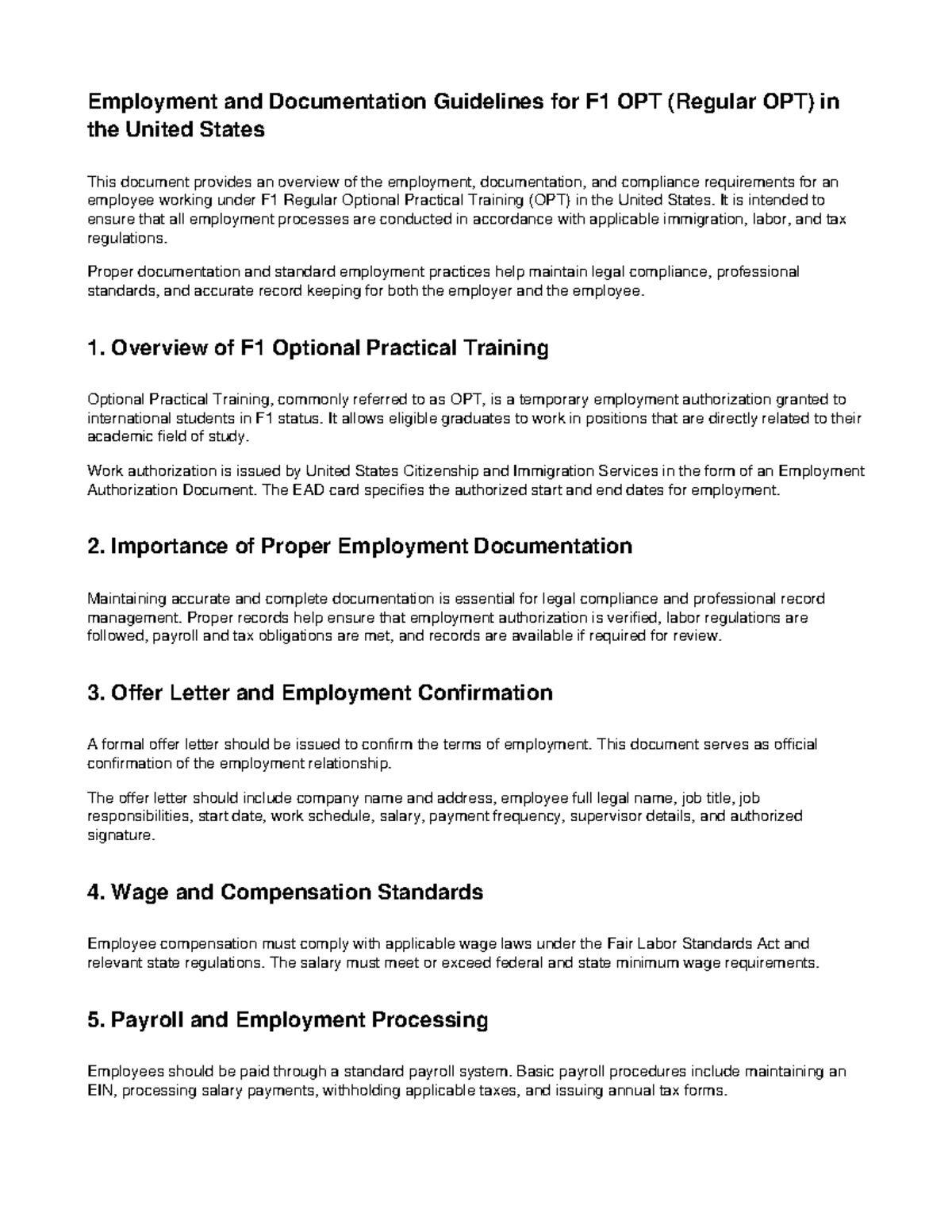 Employment & Documentation Guidelines for F1 OPT in the U.S. - Studocu