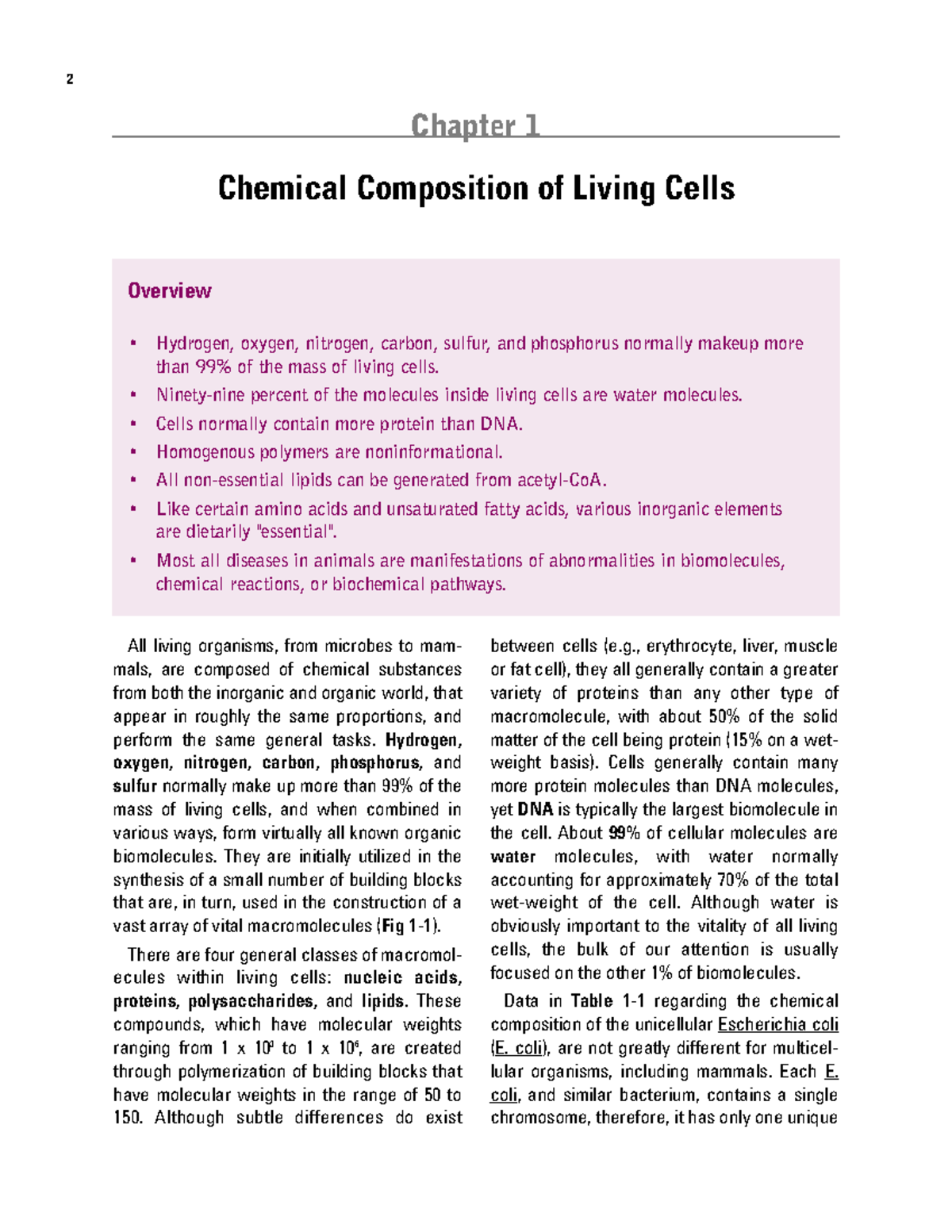 Biology 1 893441 - Chapter 1: Chemical Composition of Living Cells ...