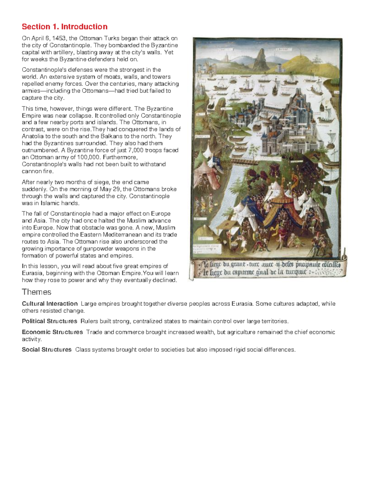 Lesson 11: Section Readings Summary on Empires of Eurasia - Studocu