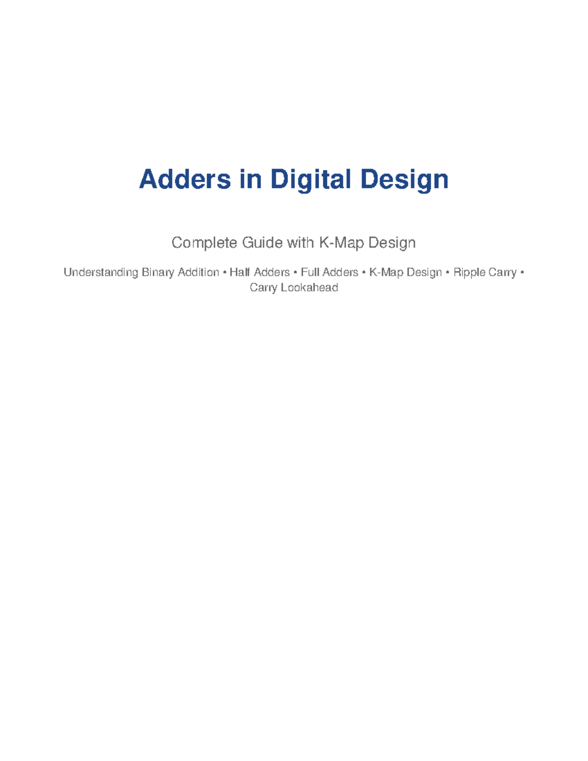Adders in Digital Design: A Comprehensive Guide to Binary Addition ...