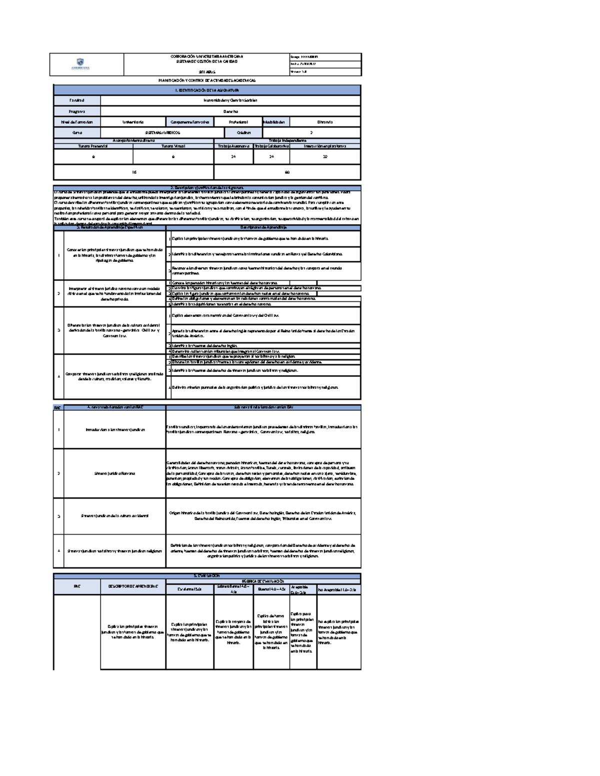 Sistemas Jurídicos y Control Académico - Código: F EF MD 001 - Studocu