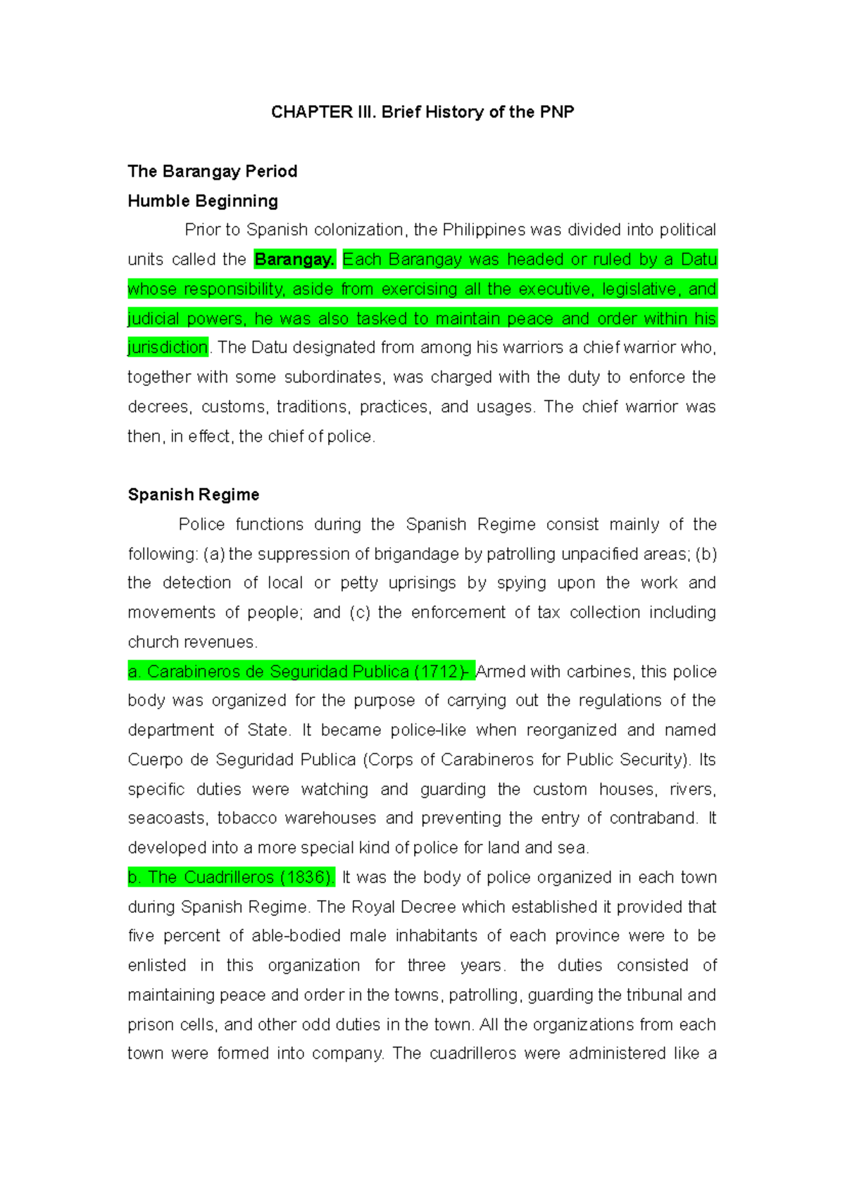Chapter III: Evolution of the Philippine National Police (PNP) - Studocu