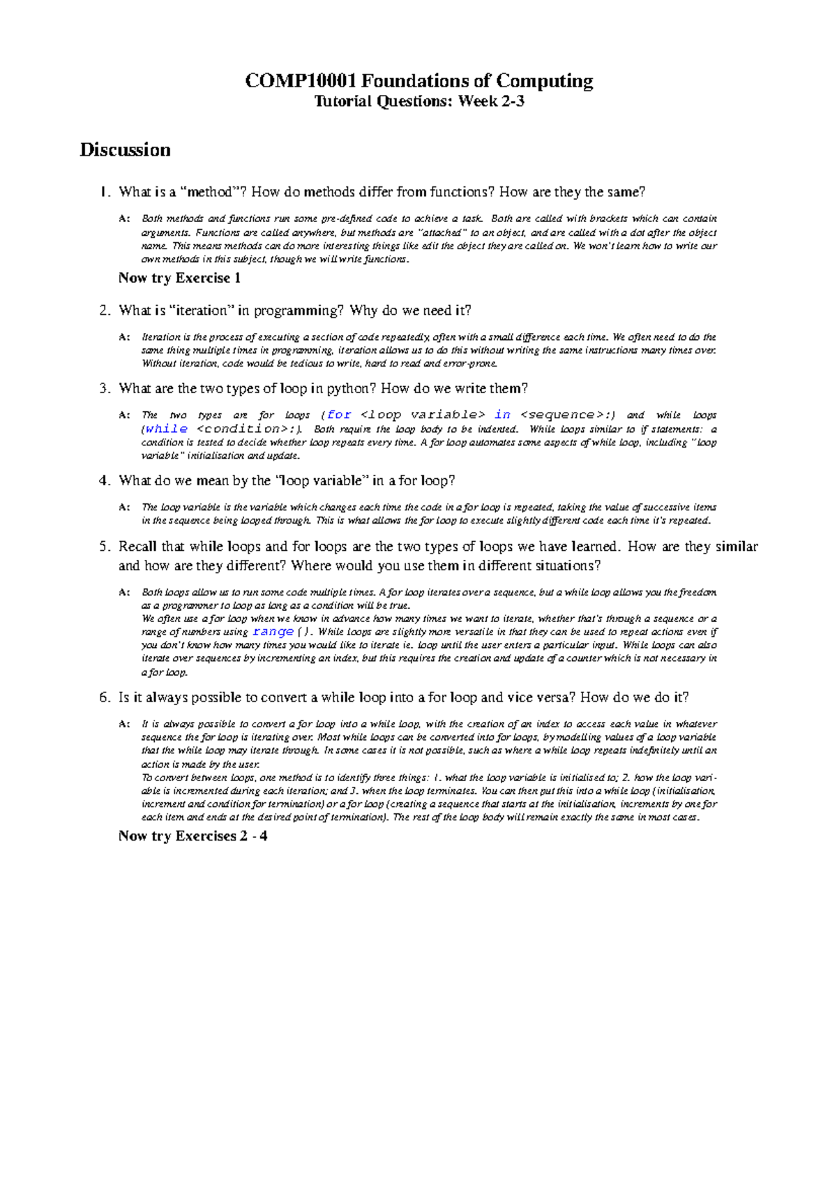 Tutesheet week02 3 solutions - COMP10001 Foundations of Computing ...