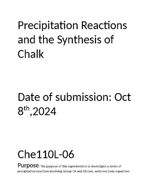 Chem Lab 8 - Lab Paper - Determination of the Molar Mass of a Volatile ...