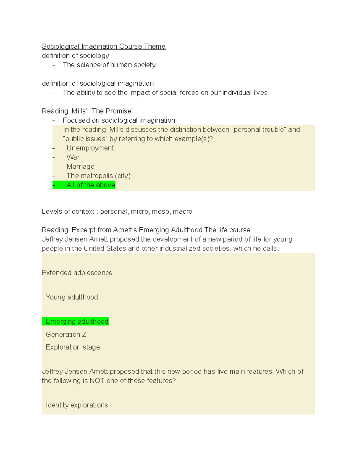 Sociology Study Guide: Concepts of Sociological Imagination & Culture ...