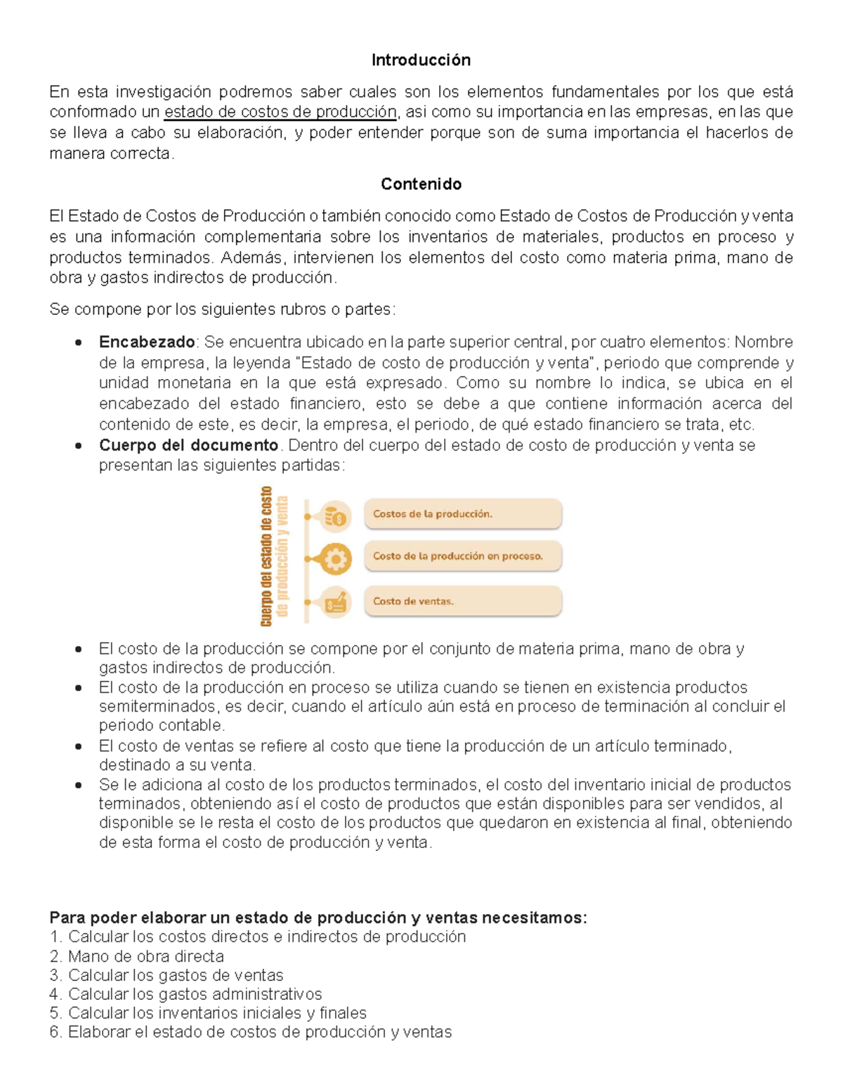Estado de Costos de Producción: Investigación Tarea 2 - Studocu