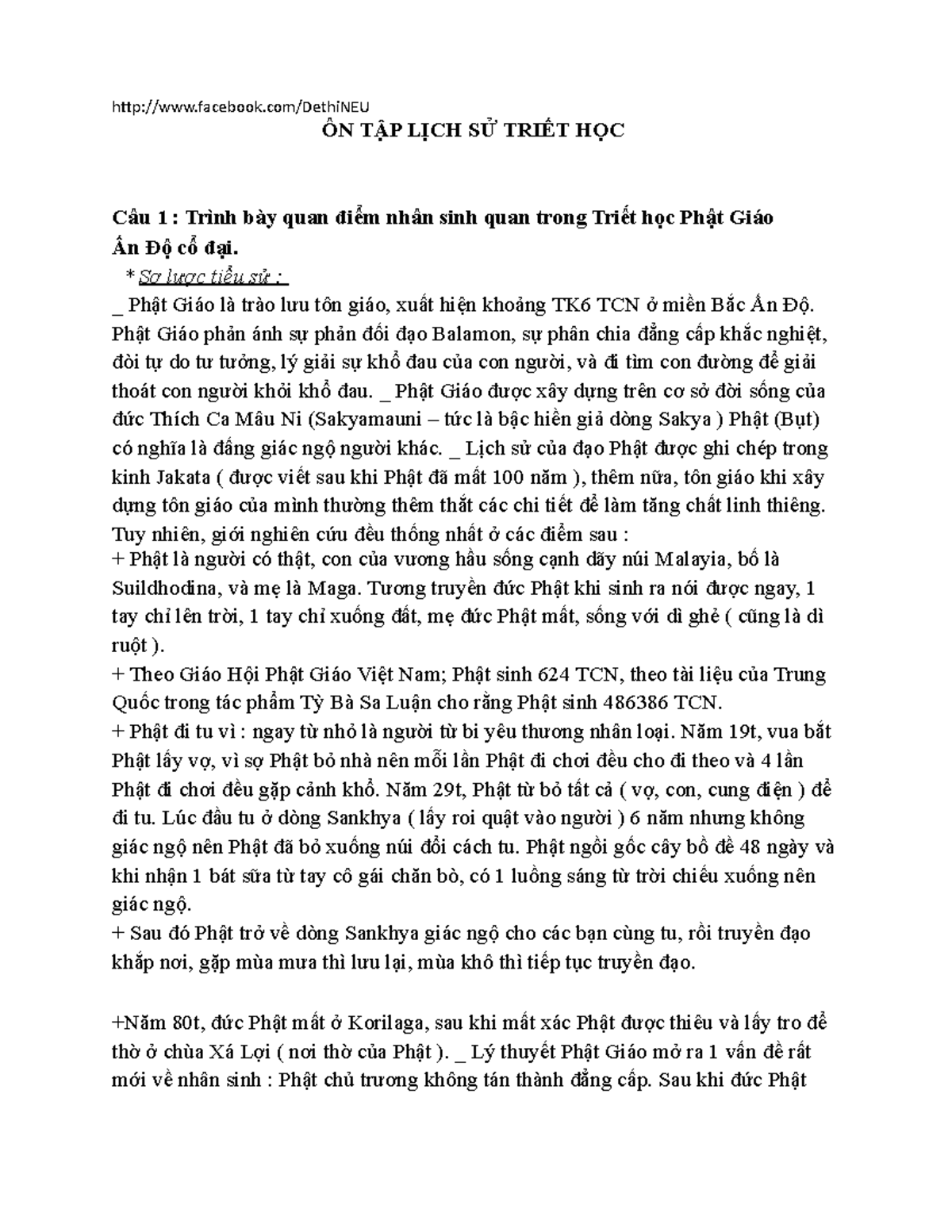 On tap lich su triet hoc - hjjkhj - ÔN TẬP LỊCH SỬ TRIẾT HỌC Câu 1 ...