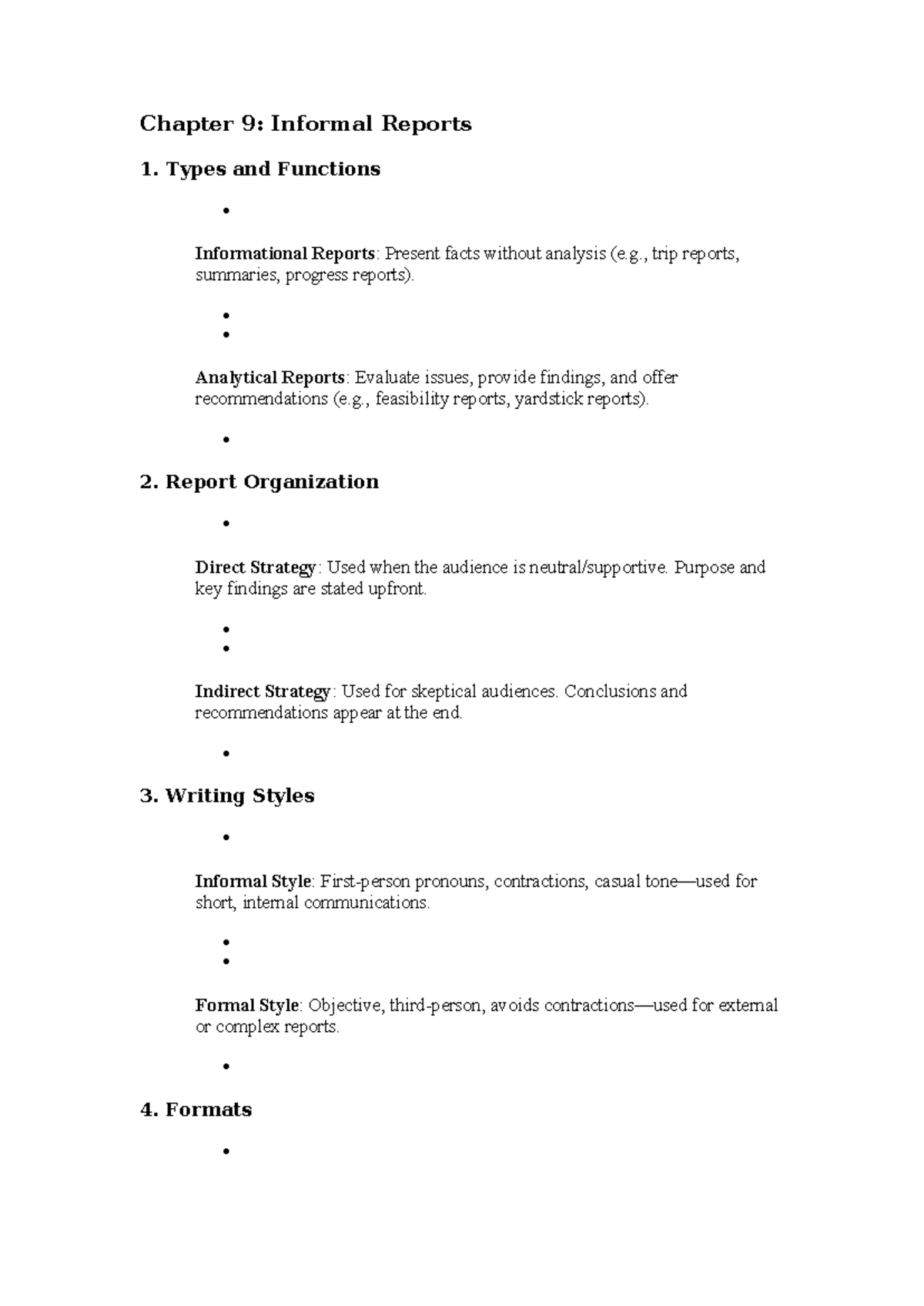Chapter 9: Informal Reports - Types, Functions, and Writing Styles ...