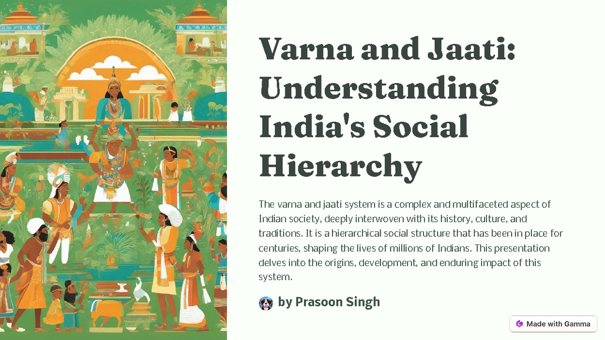 Varna and Jaati Understanding Indias Social Hierarchy - Vara ad Jaati ...